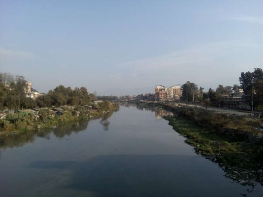 View of Bagmati river from Thapathali Bridge. - N O W